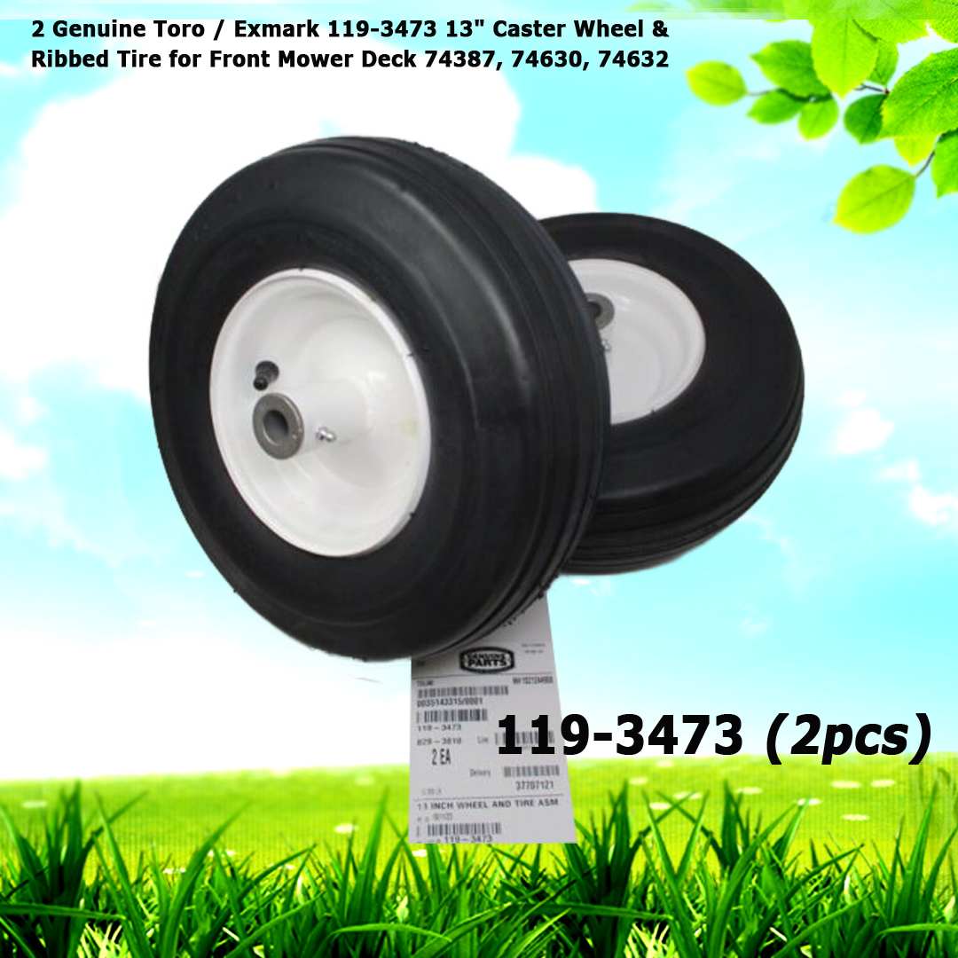 2 Genuine Toro / Exmark 119-3473 13" Caster Wheel & Ribbed Tire for ...